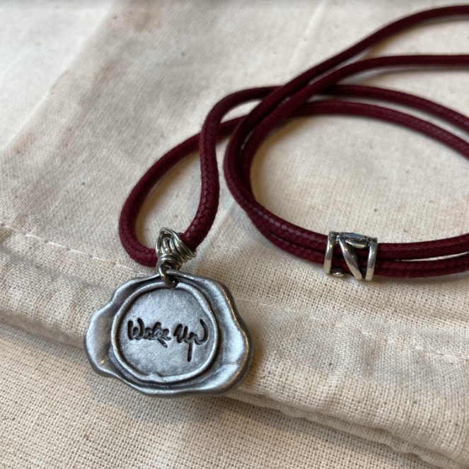 Thich Nhat Hanh Quote Necklace (Plum Cord) - Pewter Buddhist Thich Nhat Hanh Quote Necklace (Plum Cord) - Pewter Buddhist