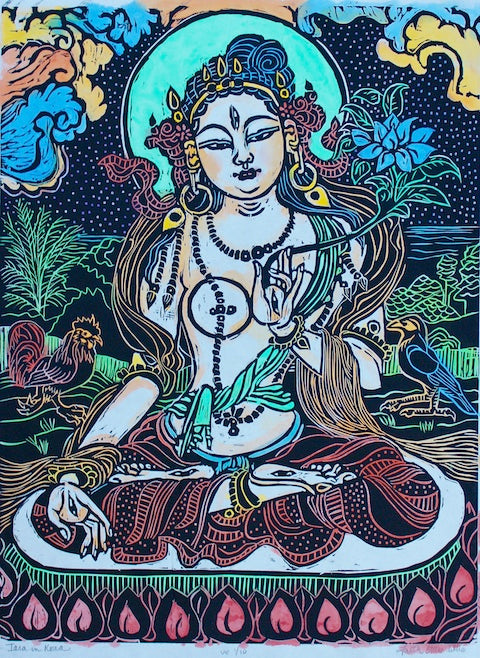 Tara in Kona - Woodblock Print by Faith Stone – Lion’s Roar